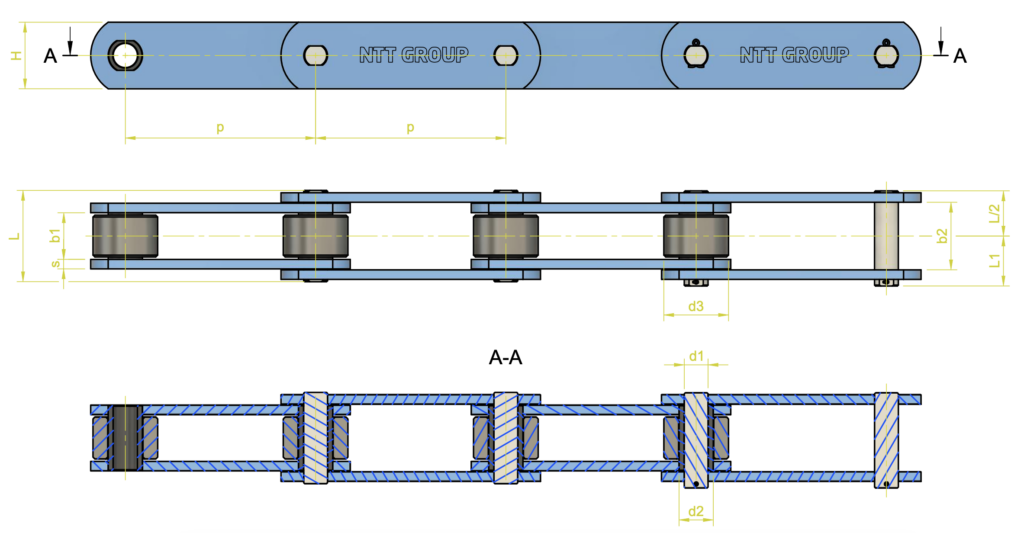 M20B50 - Conveyor chain M-Series - DIN 8167 ISO1977 SFS2380 | NTT Group